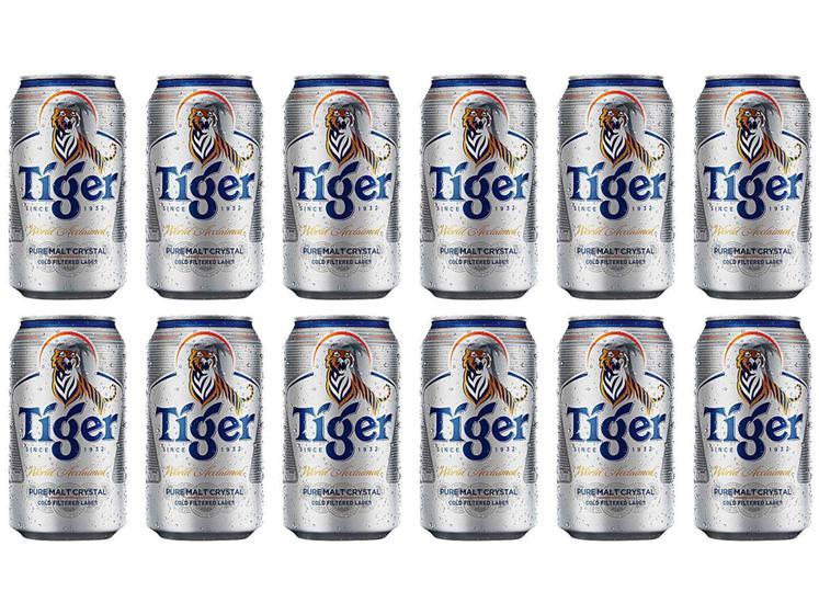 Cerveja Tiger Crystal Puro Malte Pilsen Lager - 12 Unidades Lata 350ml ...