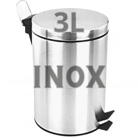 Cesta Lixo Inox C/ Pedal 3 Lts Banheiro Cozinha Escritório - Belakaza ...