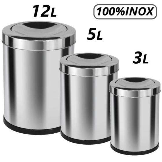 Cesto de Lixo Basculante Banheiro Cozinha Lixeira Multiuso Inox - POWER ...
