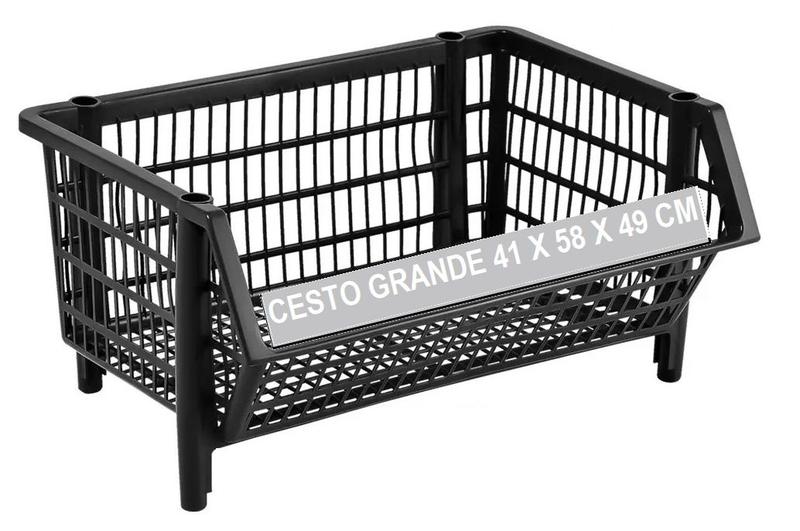 Cesto Empilhavel Expositor Organizador Gondola Grande Preto 55 Litros - CAIXA PLASTICA ETA ...