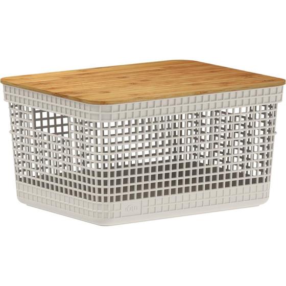 Cesto Organizador Grid Com Tampa De Bambu 8l Bege - OU - Cesta e Cesto ...