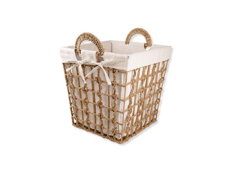 Cesto Organizador Quadrado Fibra Natural Algodão Grande C/ Alça Roupa ...