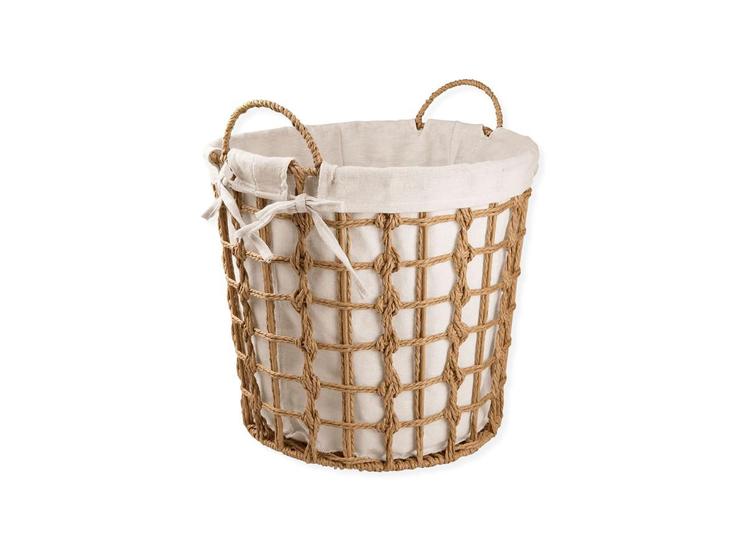 Cesto Organizador Redondo Decorativo Em Fibra Natural Forro Algodão ...