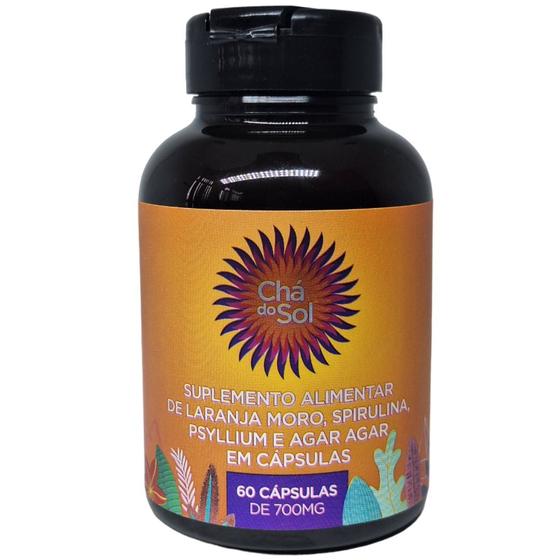 Chá do Sol - Laranja Moro, Spirulina, Psyllium e Ágar-Ágar 60 cápsulas ...