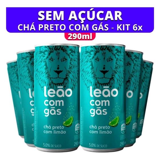 Chá Preto Matte Leão Limão com Gás Zero Açúcar Lata 290ml, 6 unidades ...