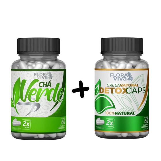 Chá verde + Detox caps 500mg 60 cápsulas 2 potes - WORLD ECOMMERCE ...