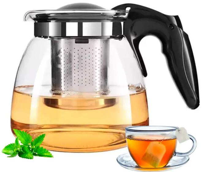 Chaleira Bule De Vidro Infusor Inox Para Chá 1 Litro - ETILUX ...