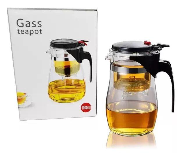 Chaleira De Vidro P/ Chá Com Infusor Coador Bule 1000ml - TRC6691 - ds ...