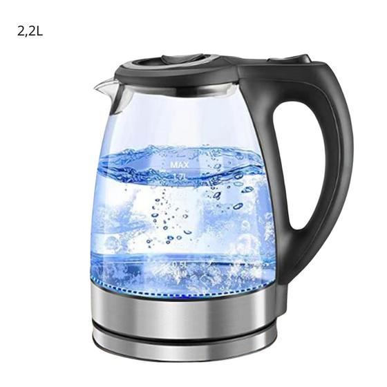 Chaleira Elétrica de Vidro 2,2L com Desligamento Automático Ferver Água ...