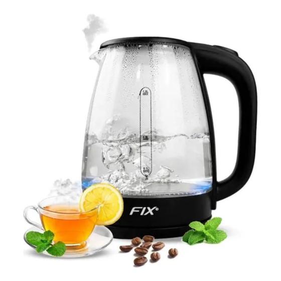 Chaleira Elétrica De Vidro Transparente 1.8L 220V 1500W Fix - Chaleira ...