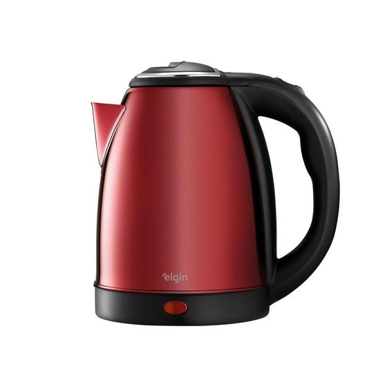 Chaleira elétrica inox 1,8L 1200W com desligamento automático vermelha ...