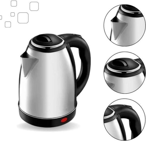 Chaleira Jarra Elétrica Portátil 1.8 Litros Aço Inox 220v Para Café Chá ...