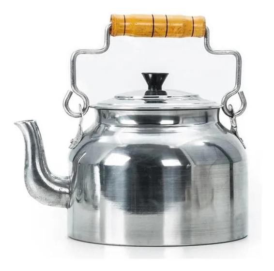 Chaleira Media polida Para chá Leite Café Alumínio -18 cm 2 L Com alça ...