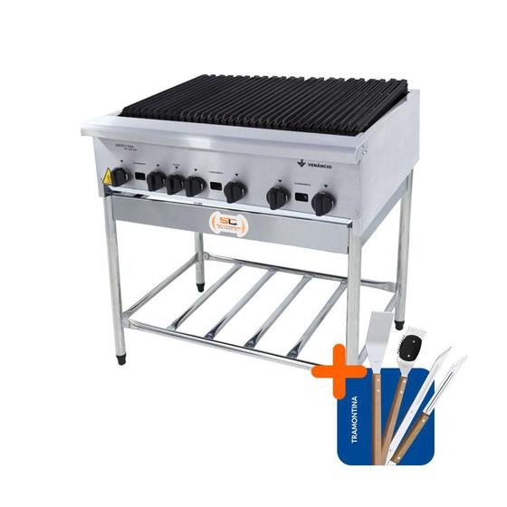 Chapa Charbroiler Americana Profissional Grill 90cm Gás Inox com Pé ...