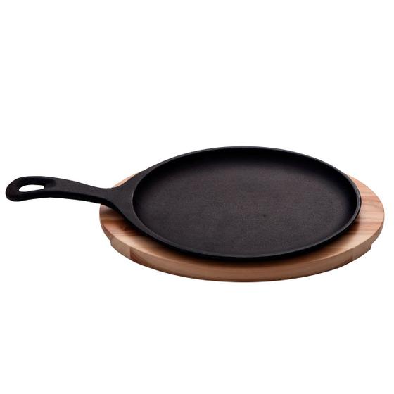 Chapa Grill Em Ferro Fundido Tramontina Com Tábua base Em Madeira Teca ...