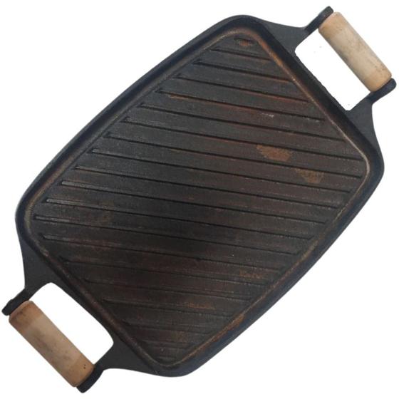 Chapa Grill Para Hambúrguer Frango Ferro Fundido 24x30 CM - RIG - Chapa ...