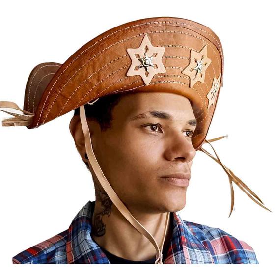 Chapéu de Cangaceiro Lampião Adulto de Couro - Bz Chapéus e Bonés ...