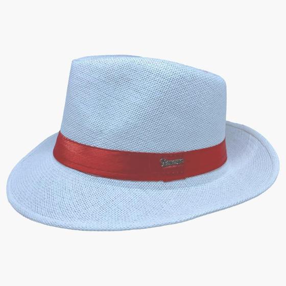 Chapéu Panamá Branco Com Fita Vermelha Para Eventos Vitrine Original