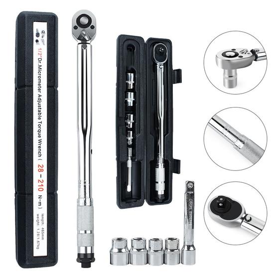Chave De Torque Kit Industrial 1/2 Pol 28 - 210nm Cr-mo Torquimetro De ...