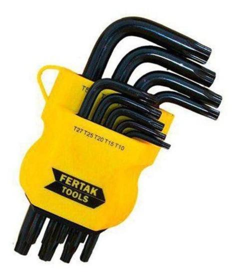 Chave Torx T10 A T50 Tipo (L) Curta 9 Peças Com Furo Interno - Fertak ...
