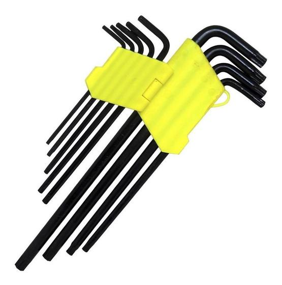 Chave Torx T10 A T50 Tipo (L) Longa 9 Peças Com Furo Interno - Fertak ...
