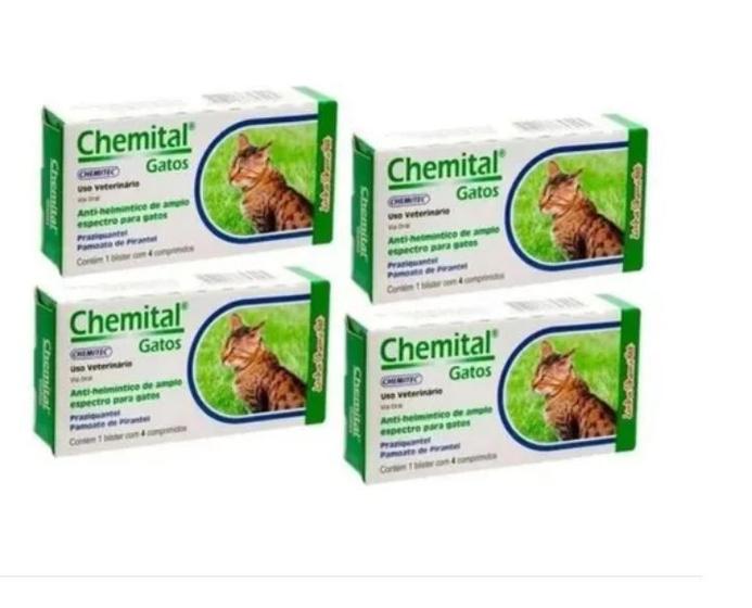 Chemital Gatos - 4 Comprimidos - Vermifugo Kit 4 Unid - Chemitec ...