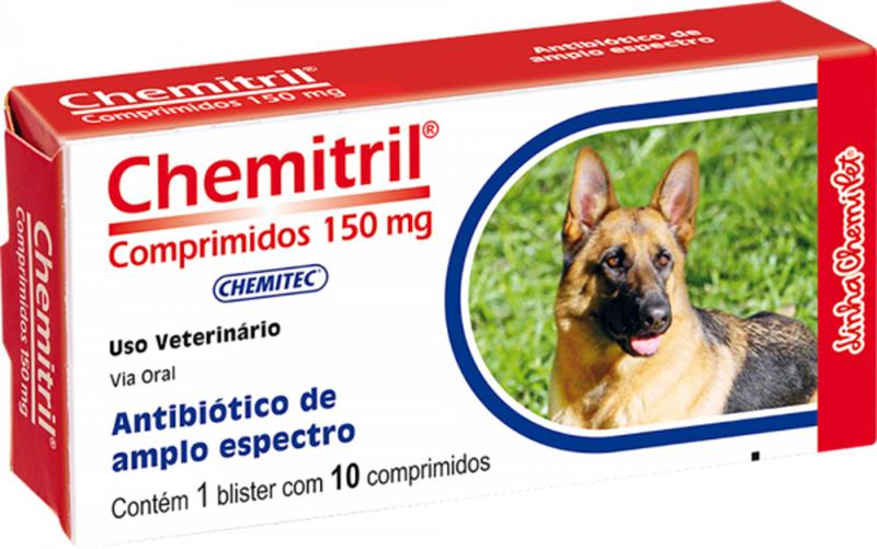 Chemitril 150mg para Cães Chemitec 10 comprimidos - Antibiótico Pet ...