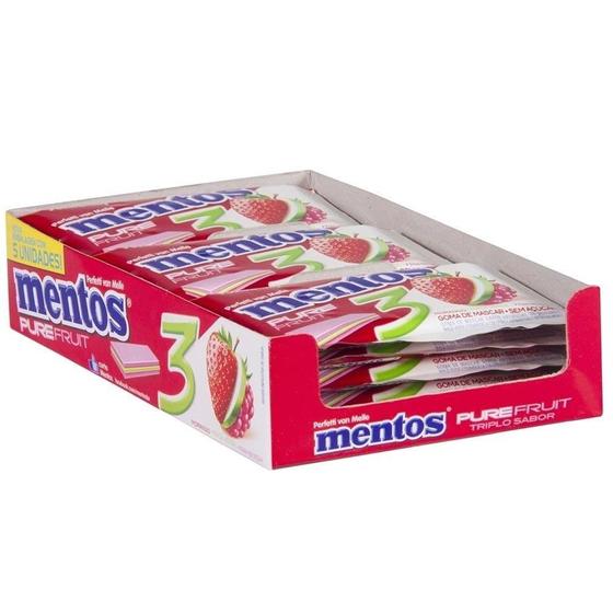 Chicle Mentos Frutas 3 Camadas - Embalagem com 15 Unidades - Chicletes ...