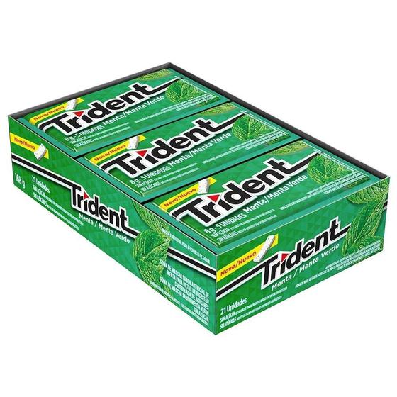Chicle Trident de Menta 8g - Embalagem com 21 Unidades - Chicletes e ...