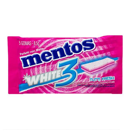 Chiclete Mentos White 3 Sabor Tutti Fresh Sem Açúcar 8,5g com 5 ...