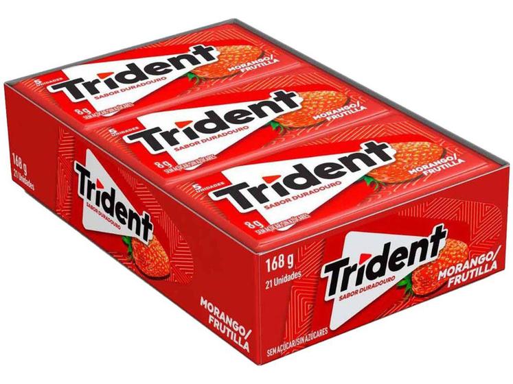 Chiclete Trident 5s Morango Caixa com - 21 Pacotes 5 Unidades 8g ...