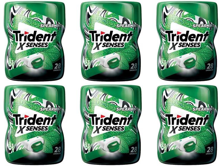 Chiclete Trident X Senses Spearmint Menta Display - 6 Garrafas com 28 ...
