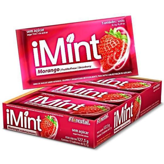 Chiclets I Mint Morango Sem Açúcar 15 Unidades De 127Gr - Florestal ...