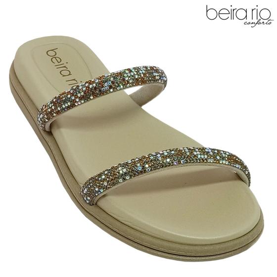 Chinelo Beira Rio Rasteirinha Feminino Tira Camurça Com Brilho ...