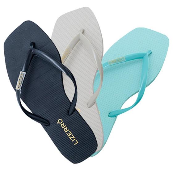 Chinelo Feminino Quadrado Borracha Tiras Liso Kit 3 - Lizerrô - Chinelo ...