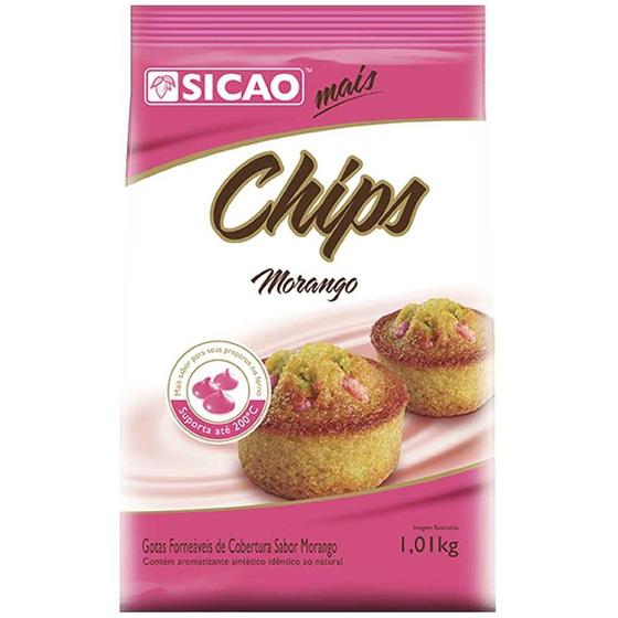 Chips Cobertura Morango 1,01kg - Sicao - Gotas de Chocolate - Magazine Luiza