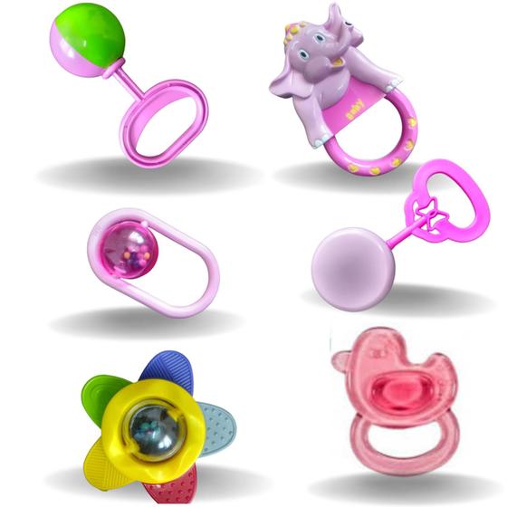 Chocalho e Mordedor para Bebê Kit Conjunto de Chocalhos Musical Jogo ...