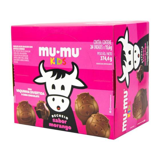 Chocolate ao Leite com Recheio de Morango Mu-Mu Kids c/24 un ...