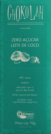 Chocolate Ao Leite De Coco Zero Açúcar Orgânico Chokolah 70G ...