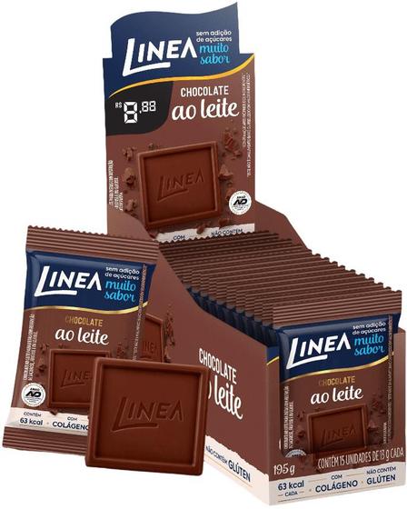 Chocolate Ao Leite Sem Açúcar 13g Com 15 Unidades Linea - Chocolate ...