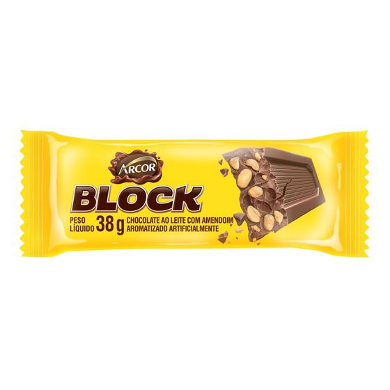 Chocolate Arcor Block Ao Leite com Amendoim 38g - Chocolate / Barra de ...