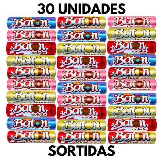 Chocolate Baton GAROTO Sortido - 30un - Chocolate Baton - Magazine Luiza