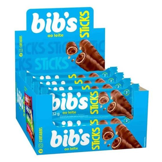 Chocolate Bib's Sticks Ao Leite - display com 16 unidades - Neugebawer - Chocolate / Barra de ...