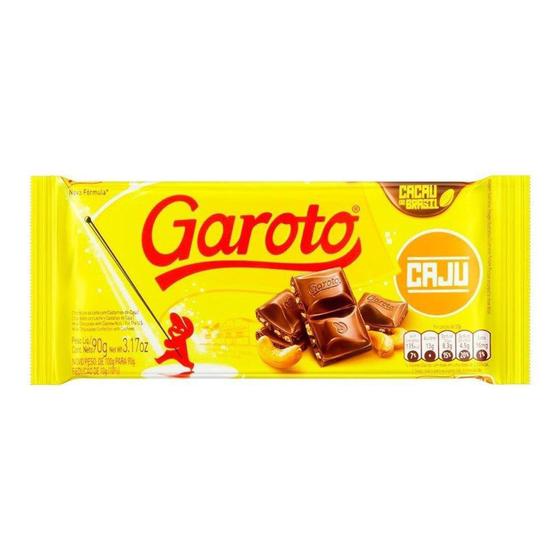 Chocolate Garoto Tablete Castanha De Caju 90g - Embalagem c/ 14 unidades - Chocolate / Barra de ...