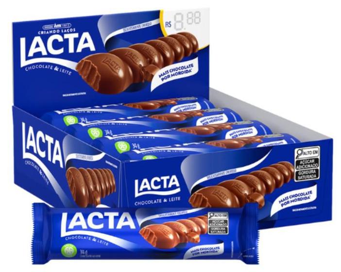 Chocolate Lacta ao leite 34g C/12 unids - Mondelez - Chocolate / Barra ...