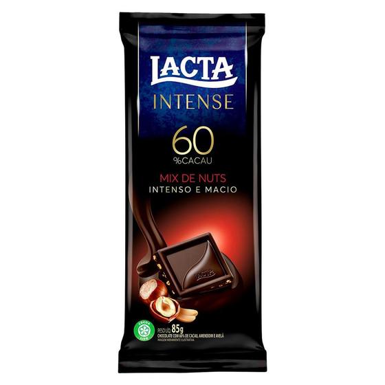 Chocolate Lacta Intense 60% Cacau Mix de Nuts 85g - Chocolate / Barra de Chocolate - Magazine Luiza