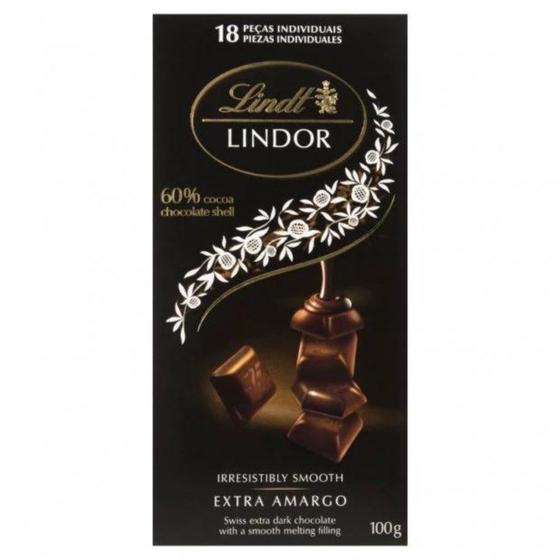 Chocolate lindor Extra Dark LINDT 100G - Chocolate / Barra de Chocolate ...