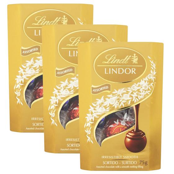 Chocolate Lindt Lindor Assorted Sortidos 75g Kit com três unidades ...