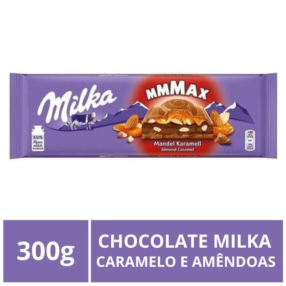 Chocolate Milka, Caramelo e Amêndoas, Barra 300g - Chocolate / Barra de ...
