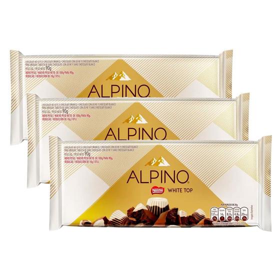 Chocolate Nestlé Alpino White Top 90g Kit com três unidades - Chocolate ...